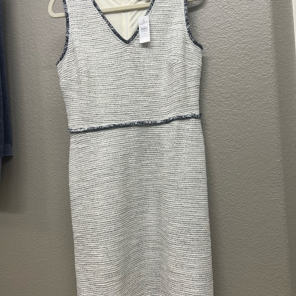 LOFT | Dresses | Cream And Blue Dress From Loft Brand New | Poshmark